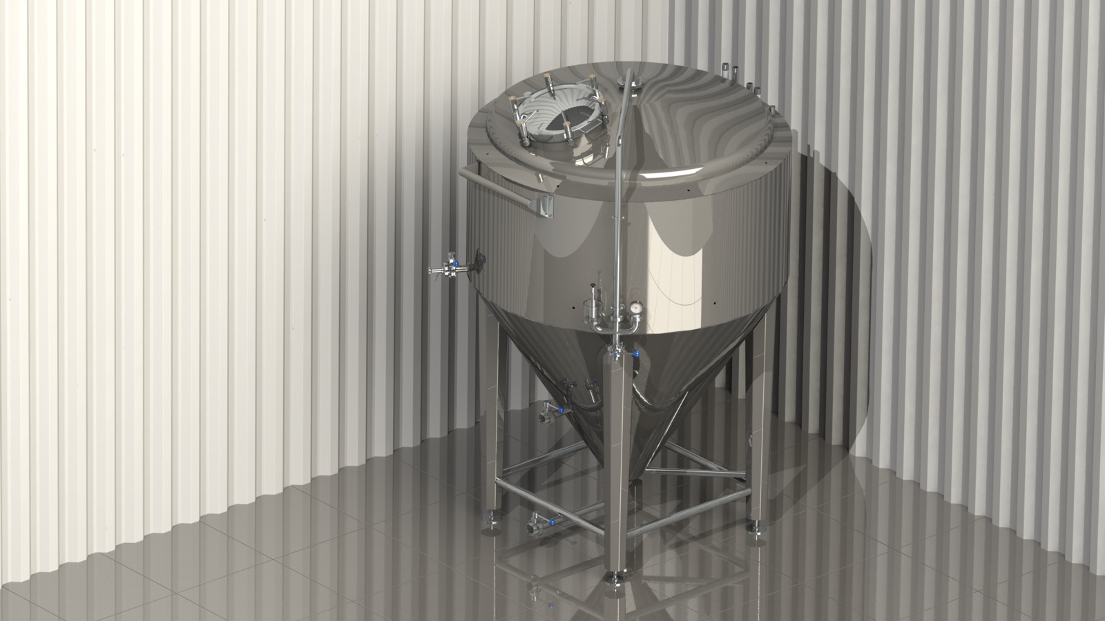 Cylinder-conical tank (CCT or fermenter) at 4000 liters
