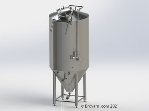Cylinder-conical tank (CCT or fermenter) at 1000 liters