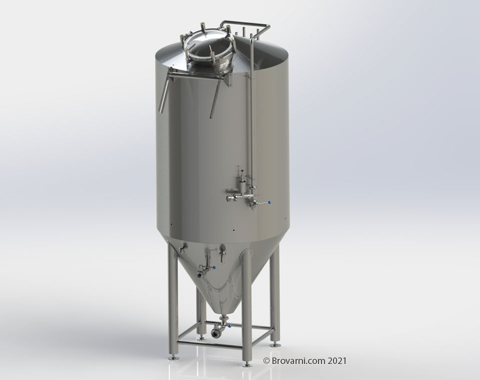 Cylinder-conical tank (CCT or fermenter) at 1000 liters